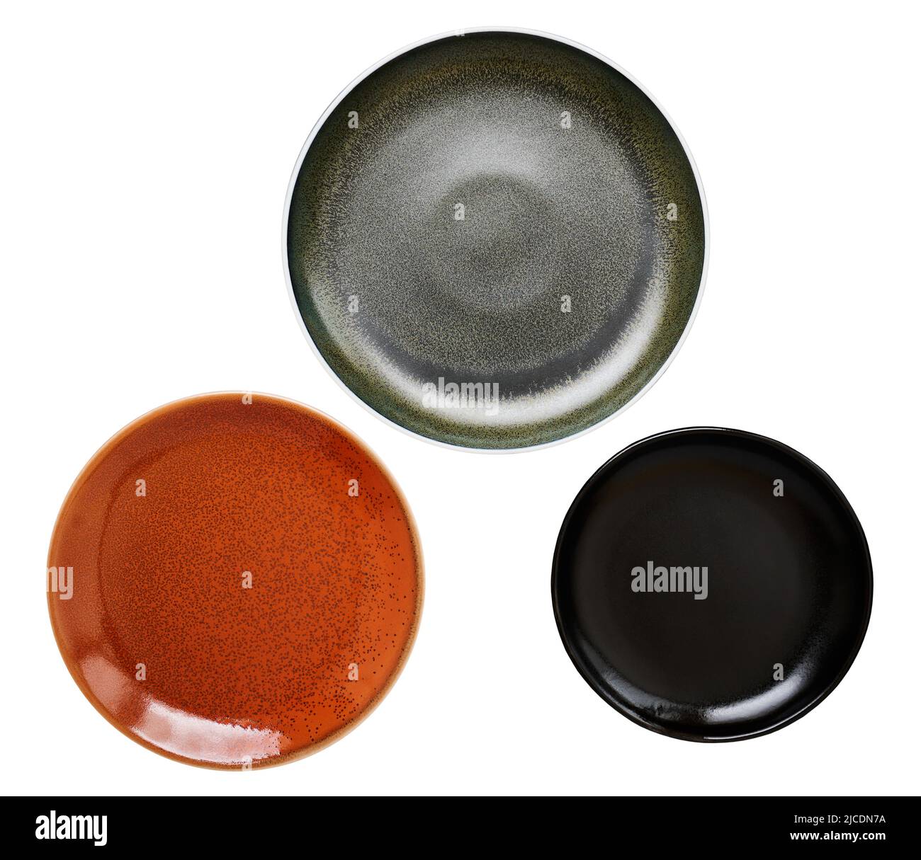 Colored empty round plates isolated on white background Stock Photo - Alamy