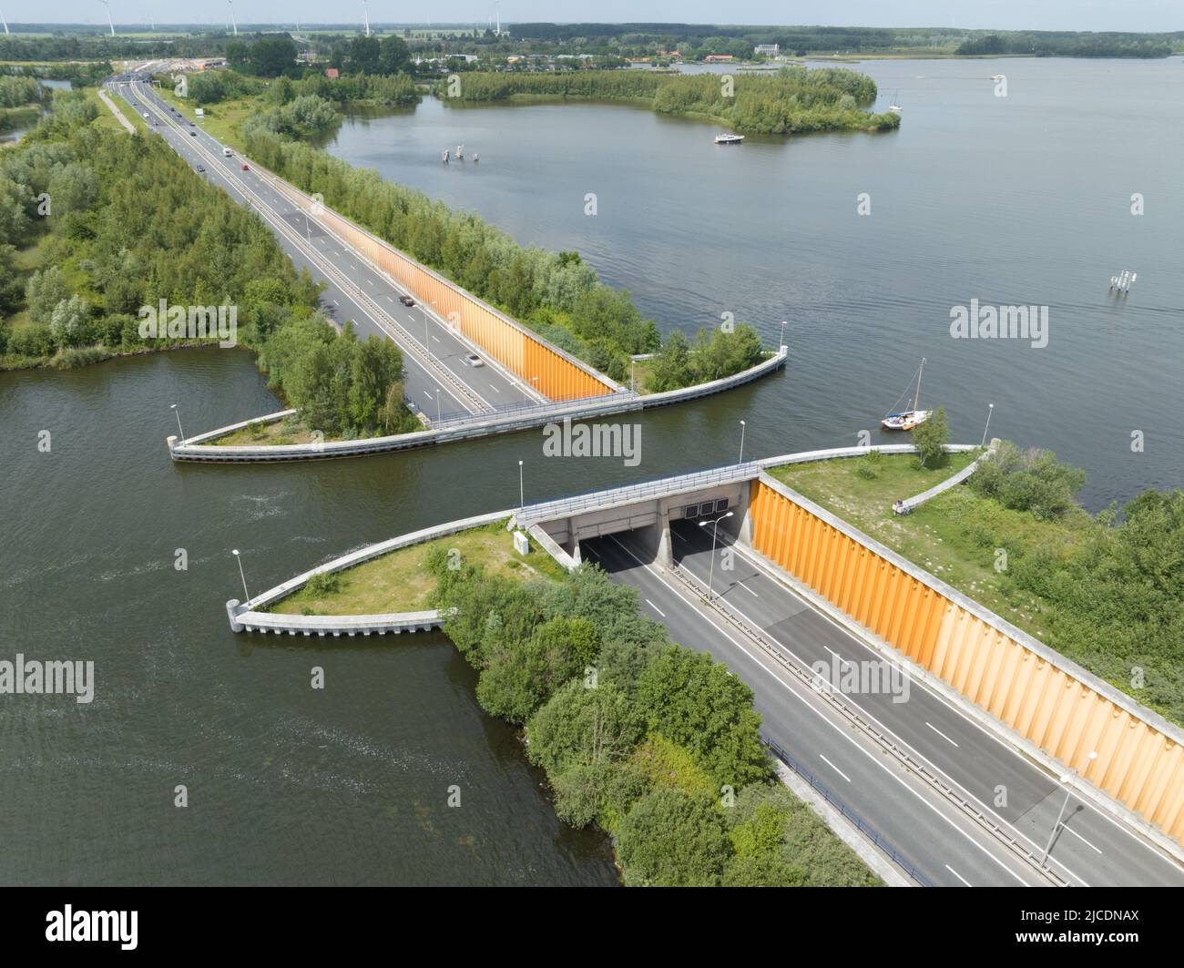 Aqueduct Veluwemeer near Harderwijk transport asphalt motorway road for ...