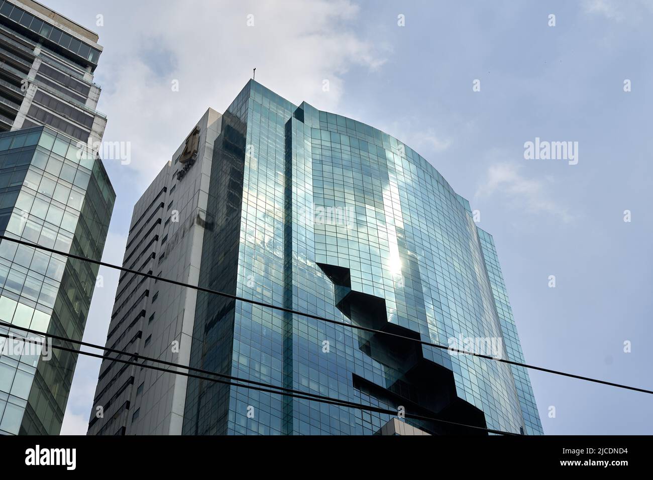 Skyscrapers in the multicultural neighborhood of Asoke in Bangkok Stock ...