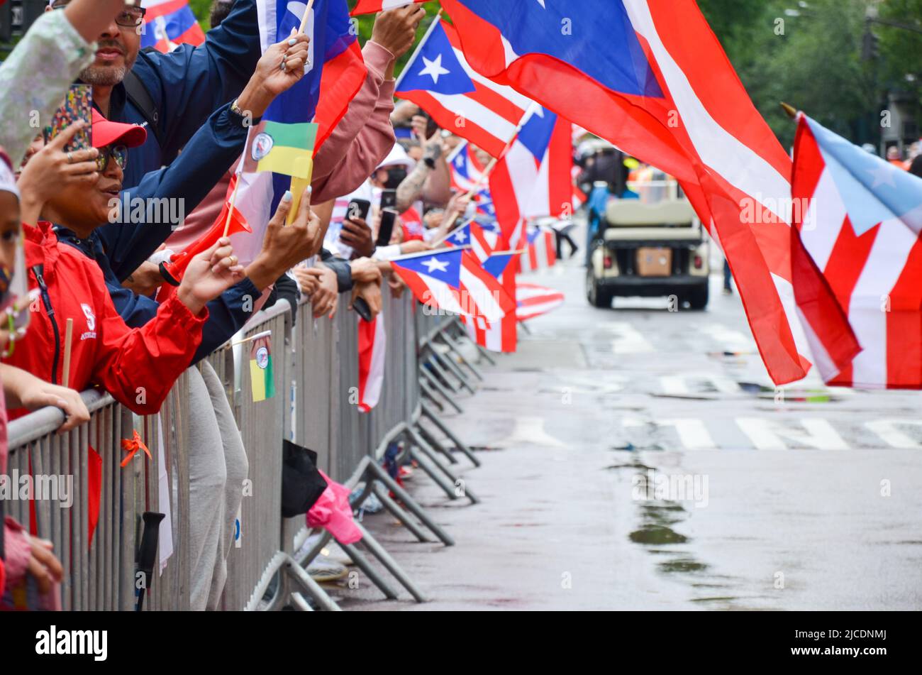Puerto Rican flags are seen during the 65th annual Puerto Rican Day ...