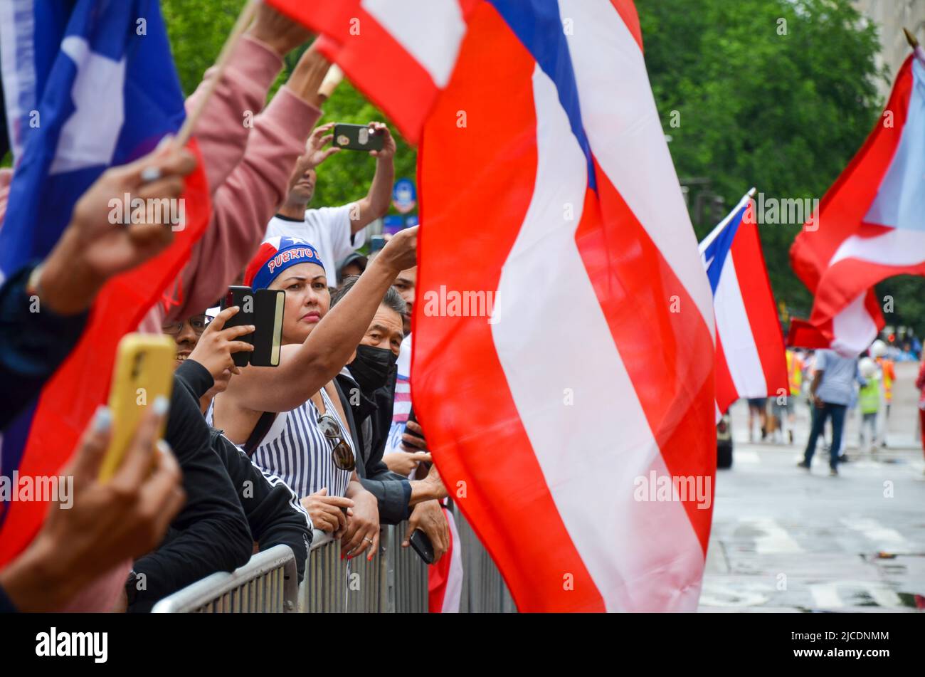 Puerto Rican flags are seen during the 65th annual Puerto Rican Day ...