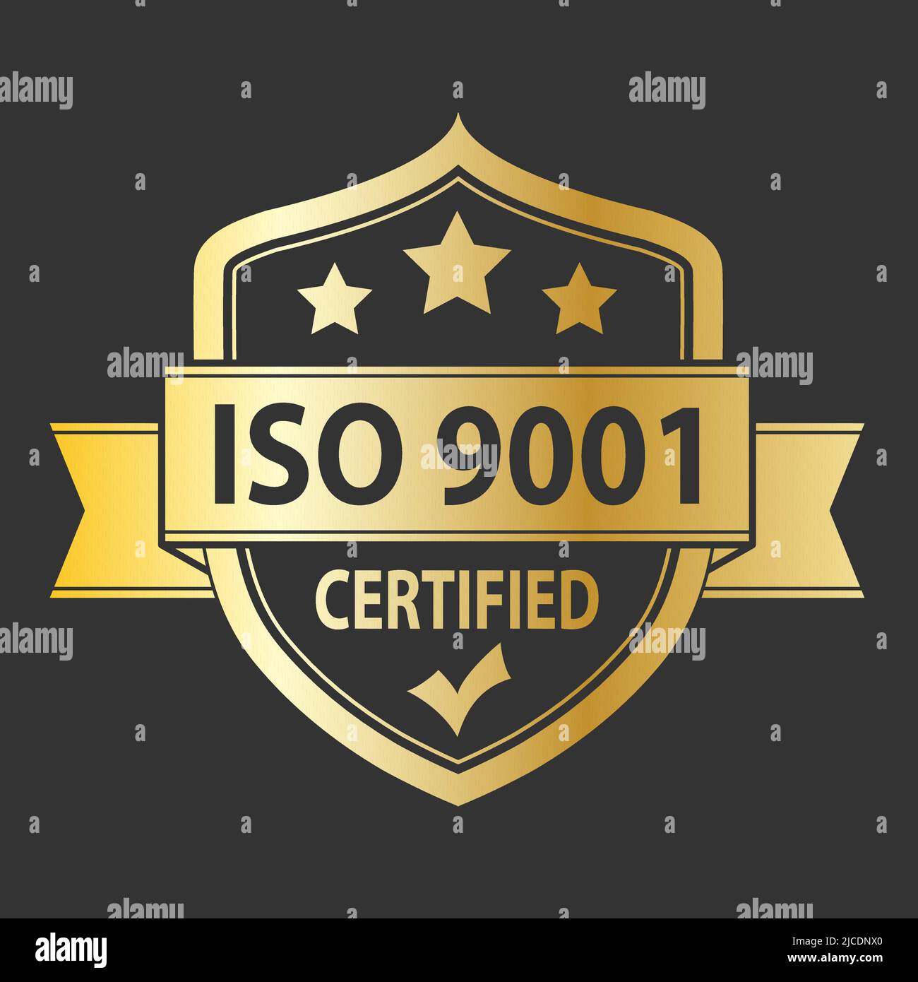 ISO 9001. The logo of standardization for websites, applications and ...