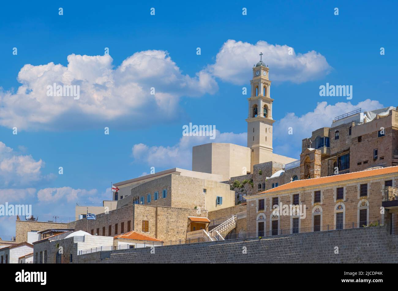 Israel, view of Tel Aviv shore sea shoreline and Namal Yafo historic ...