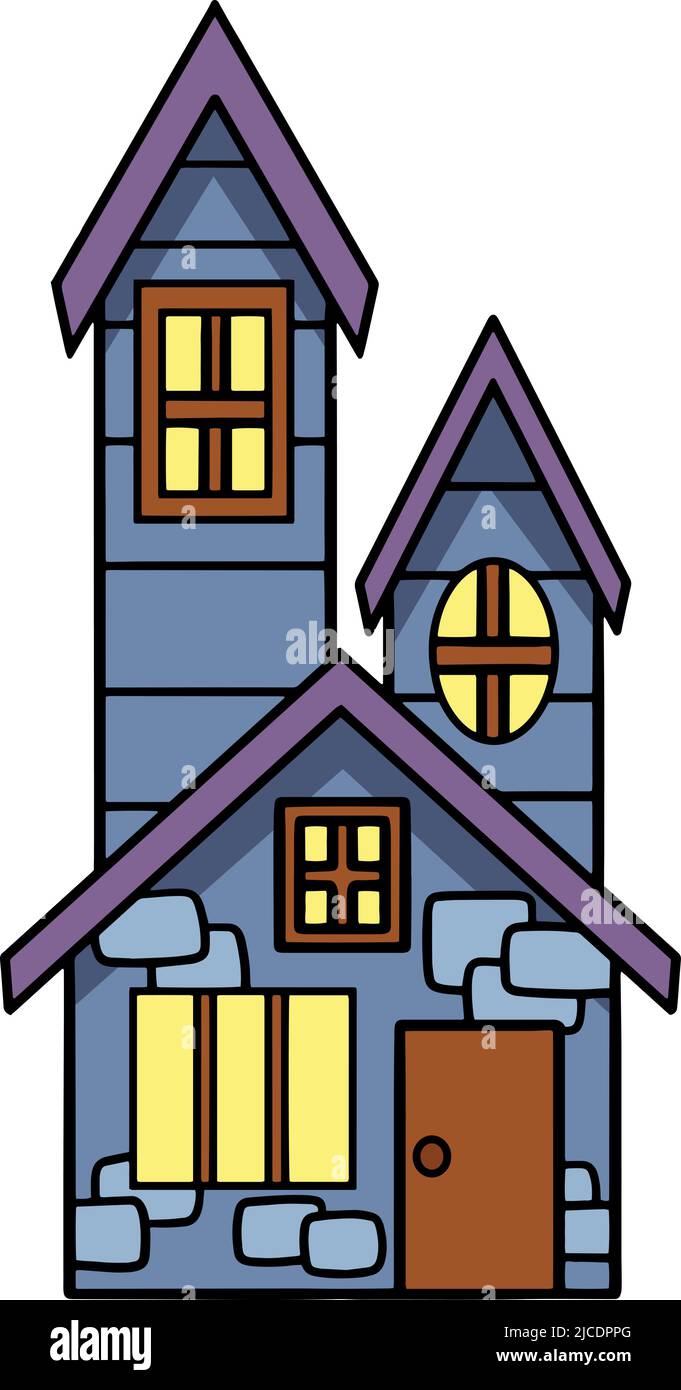 Haunted House Halloween Cartoon Colored Clipart Stock Vector Image ...