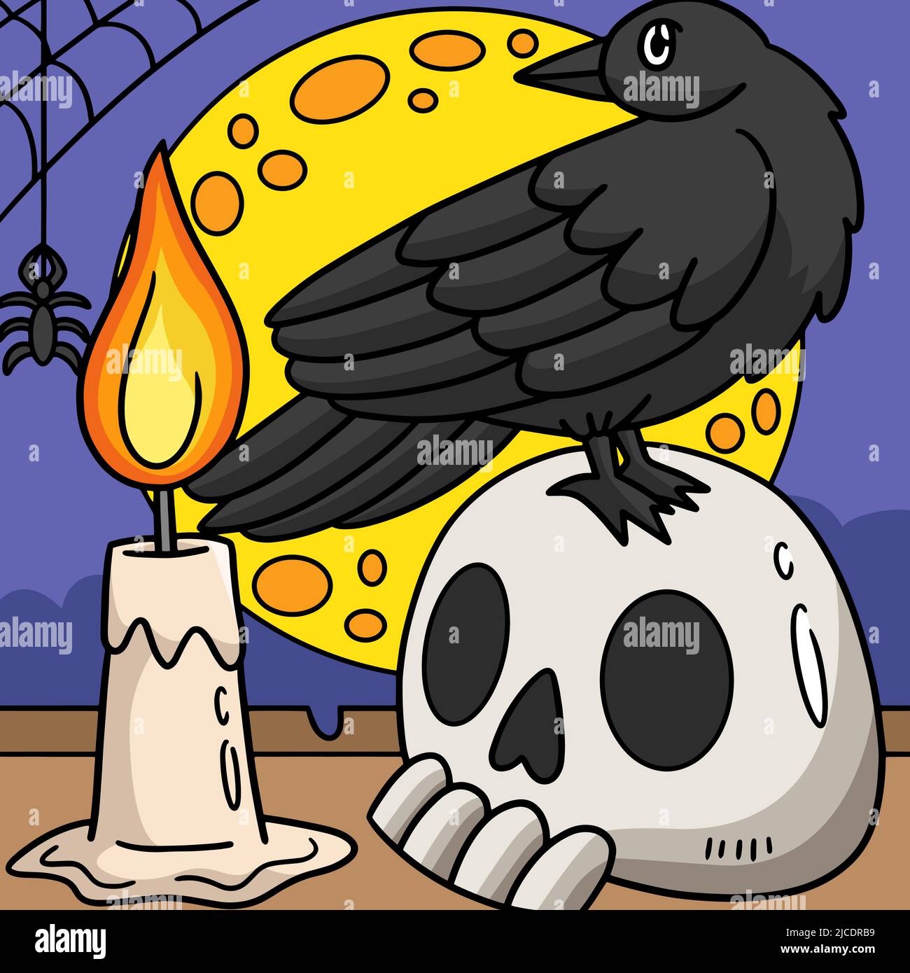 Crow Halloween Colored Cartoon Illustration Stock Vector Image & Art ...