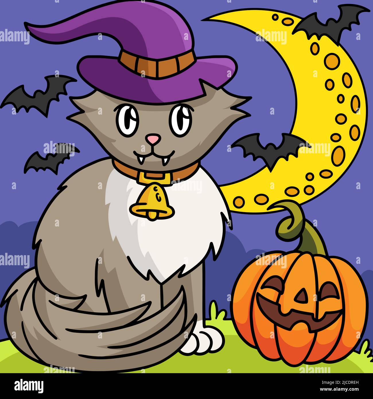 Vampire Cat Halloween Colored Cartoon Illustration Stock Vector Image ...
