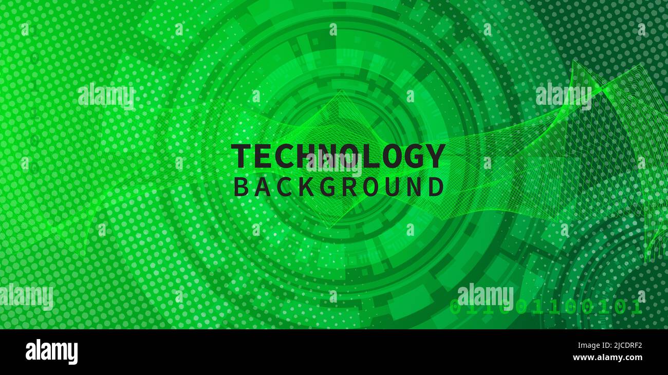 green digital futuristic cyber technology abstract background design ...