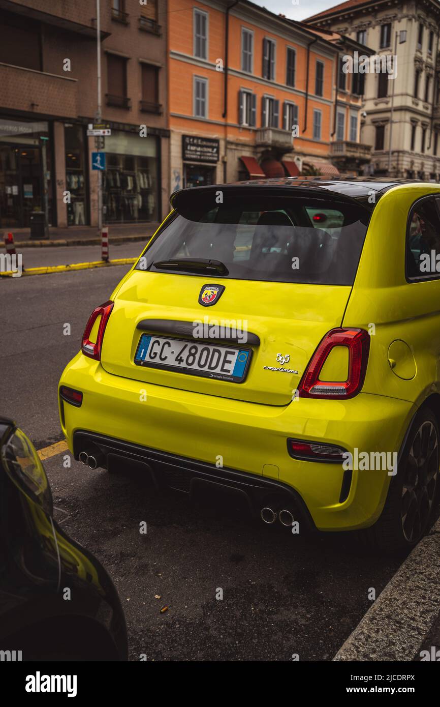 Yellow Abarth 595 Competizione Stock Photo - Alamy