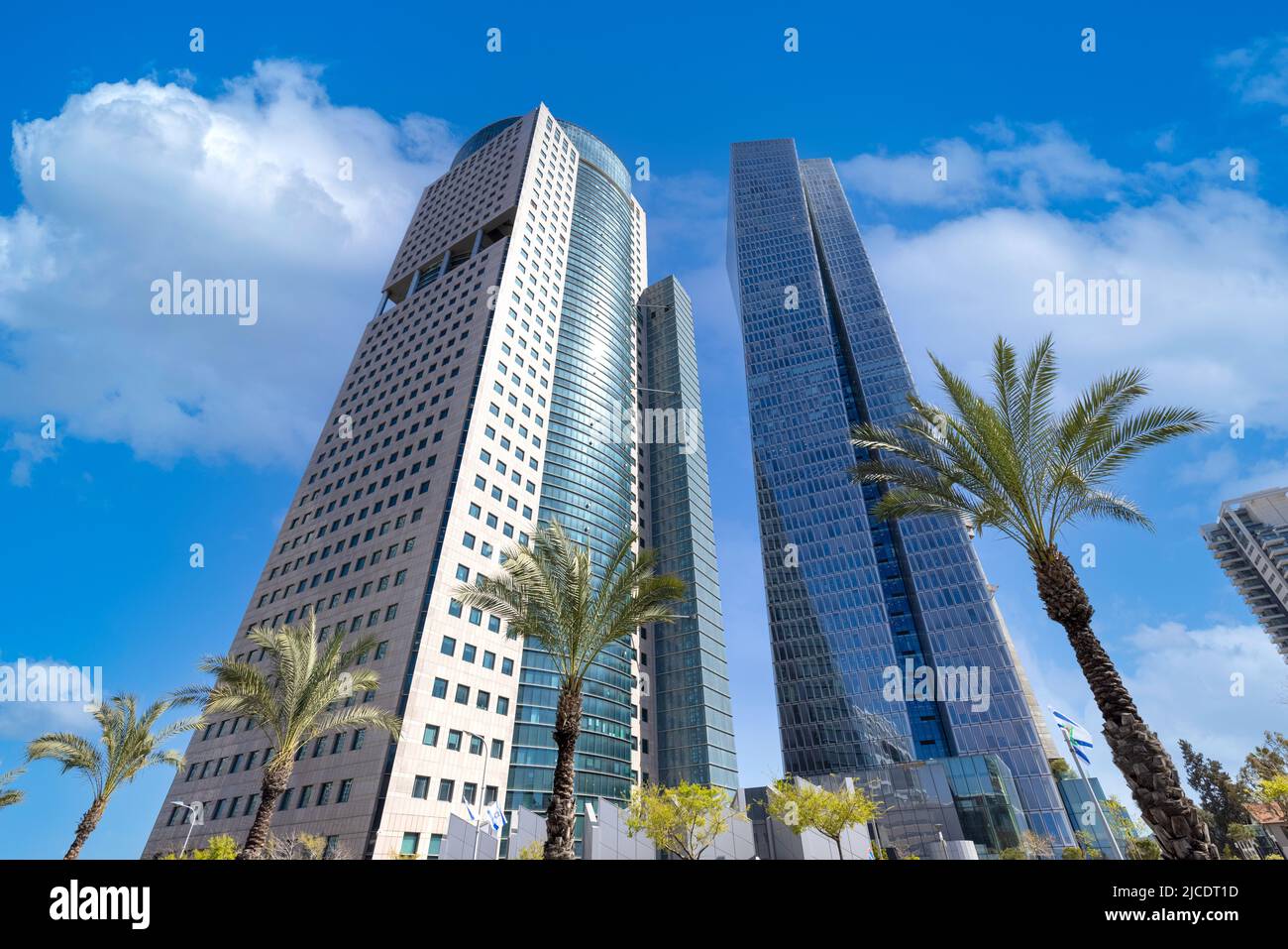 Israel, Tel Aviv financial business district skyline includes shopping ...