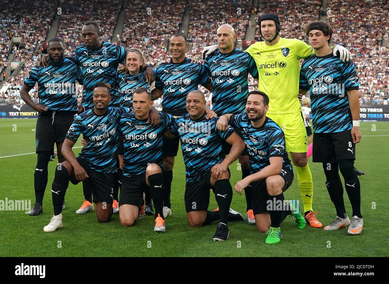 Rest of the World XI players line up before the Soccer Aid for UNICEF ...