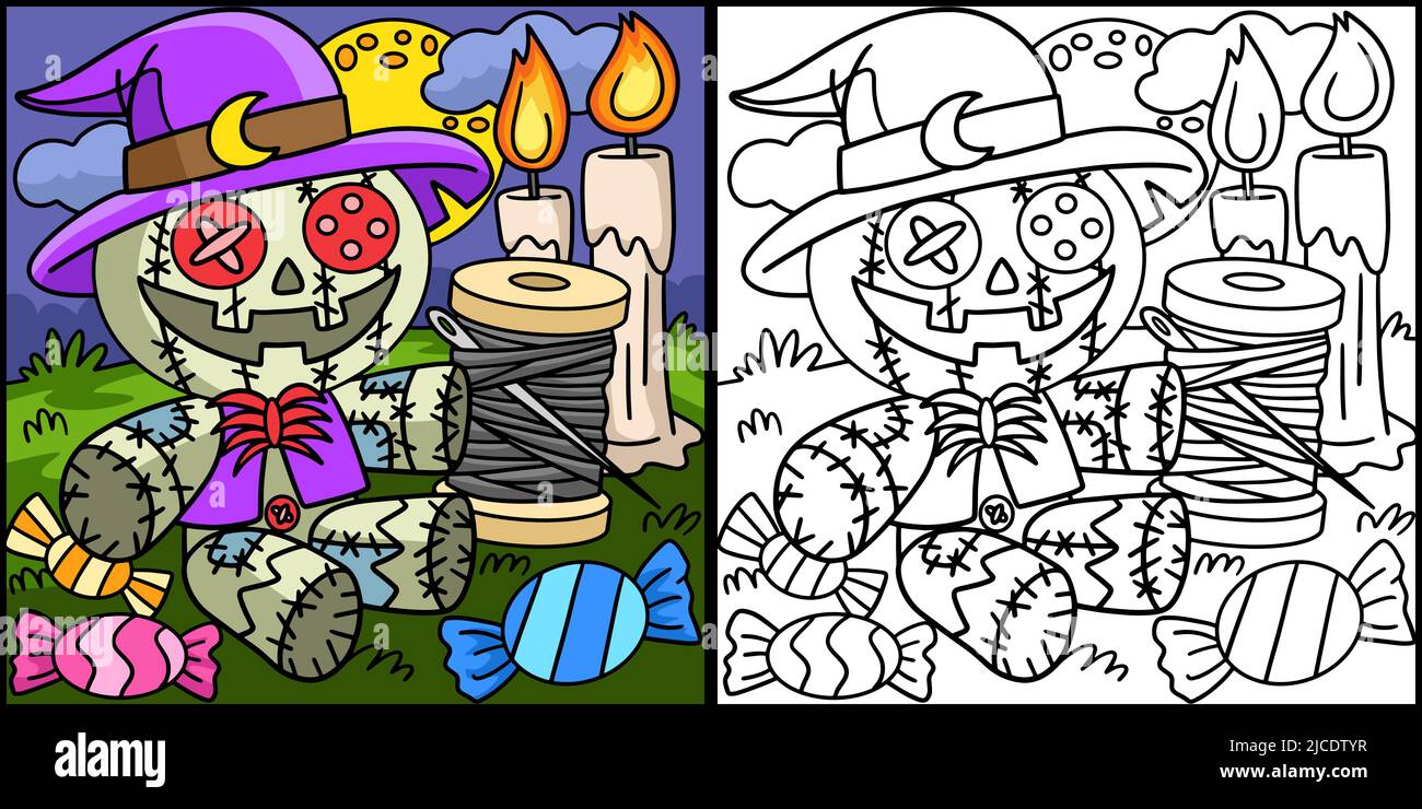 Voodoo Doll Coloring Page Colored Illustration Stock Vector Image & Art ...