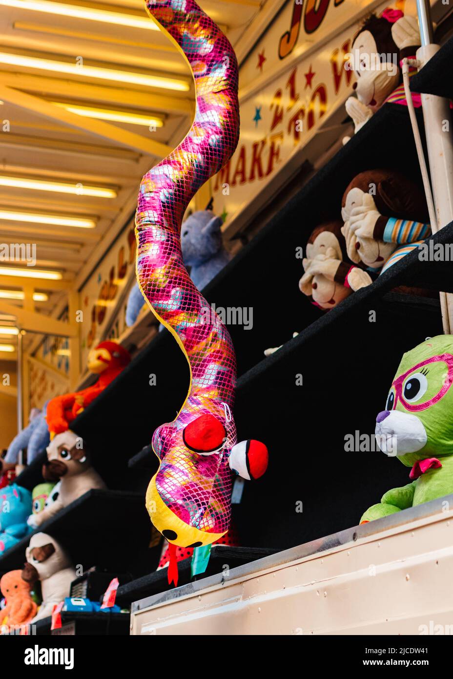 Bright pink toy snake as a prize at the Morpeth Fair Day June 2022 ...