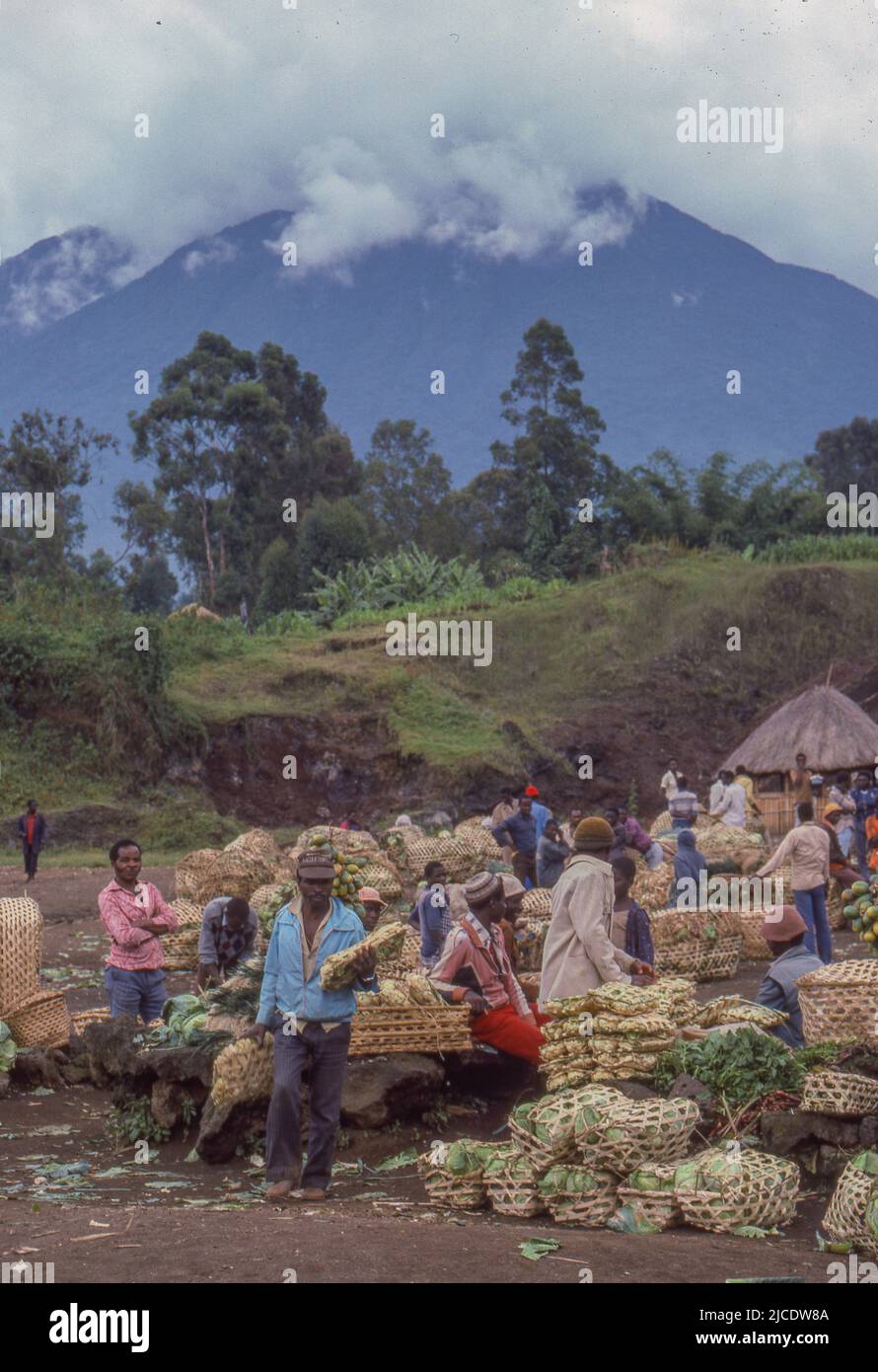 Marketplace in village of Rumangabo, Zaire (now Democratic Republic of ...