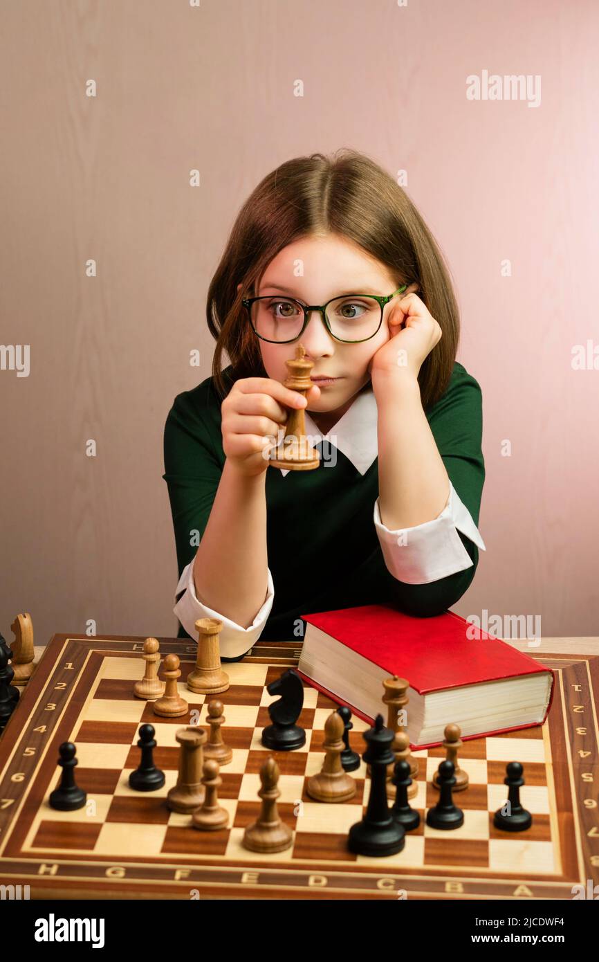 Portrait Funny Playful Young Chess Female Player with Short Haircut in ...