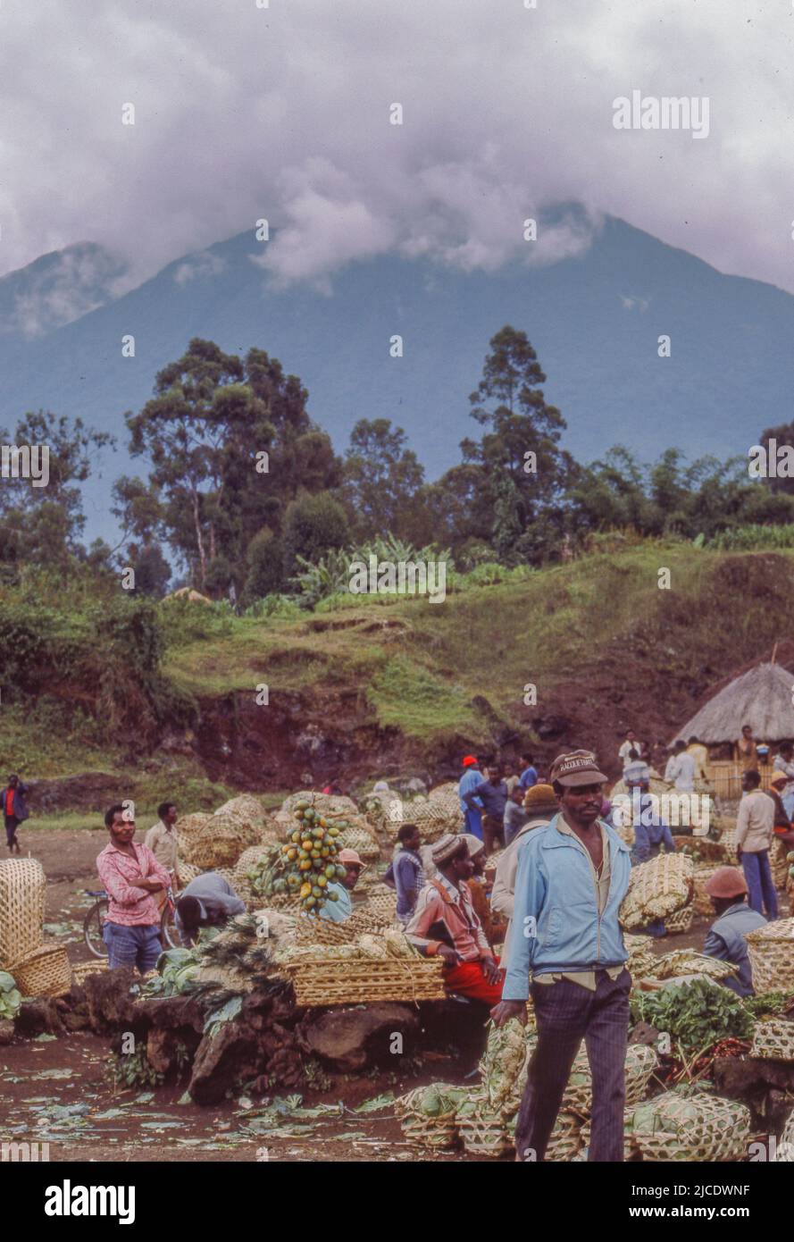 Marketplace in village of Rumangabo, Zaire (now Democratic Republic of ...