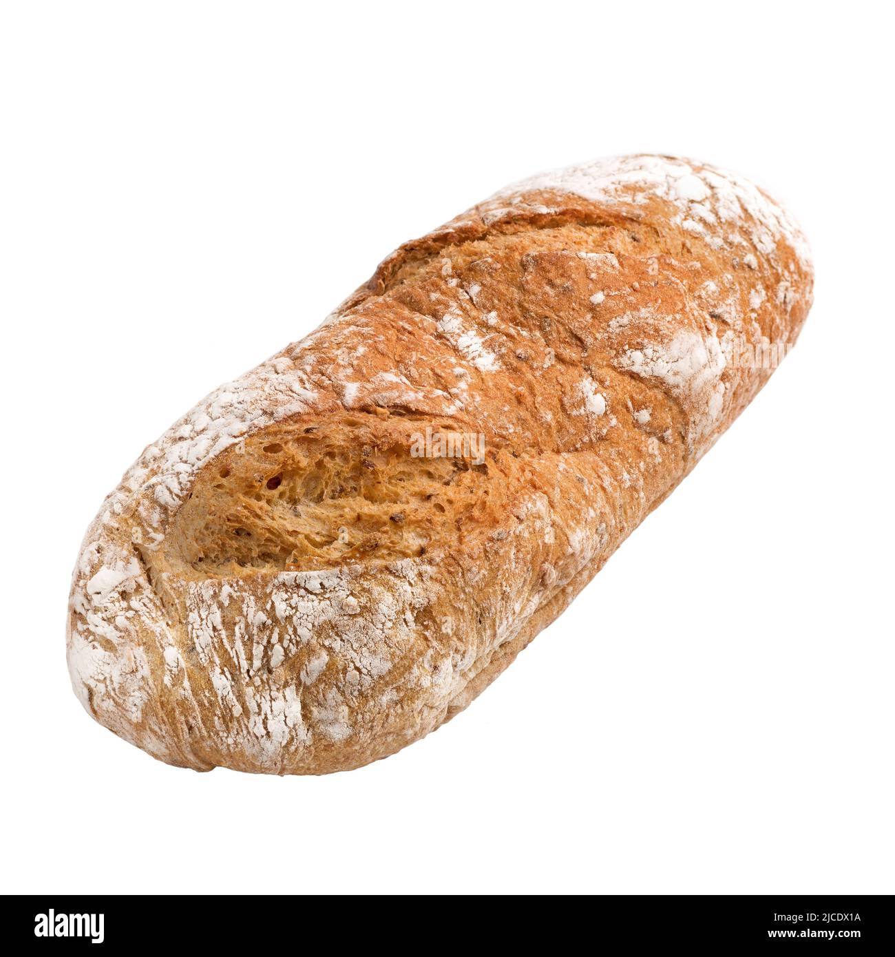 Round bread made of wheat and rye flour, isolated on white background ...