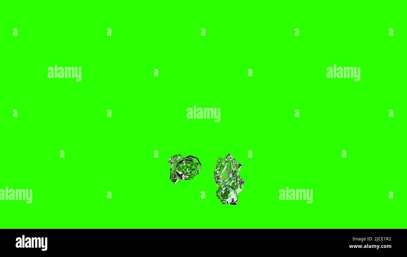 shining transparent diamonds period (full stop) and comma on green ...