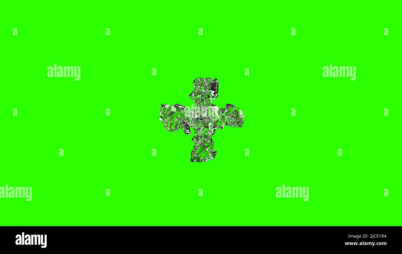shining finest brilliants plus on green screen, isolated - object 3D ...