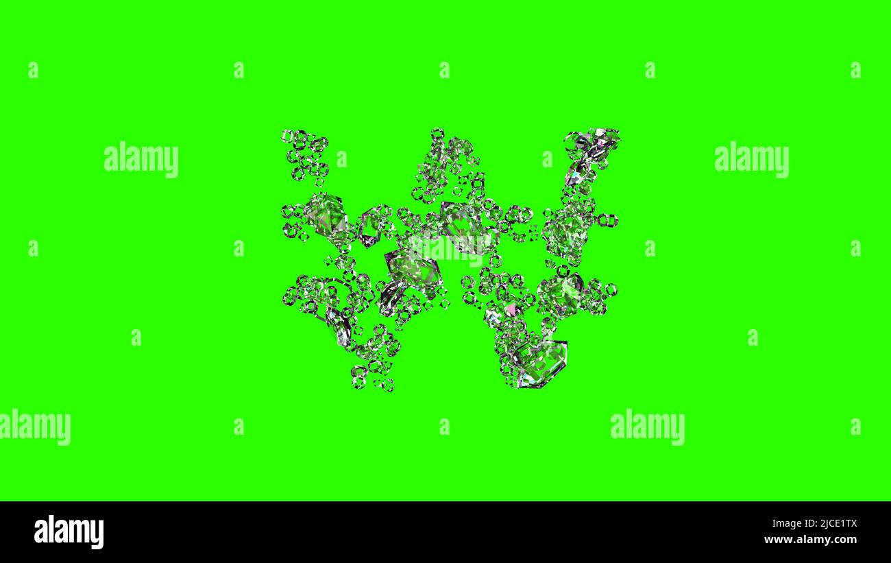 shining transparent diamonds won sign on green screen, isolated ...