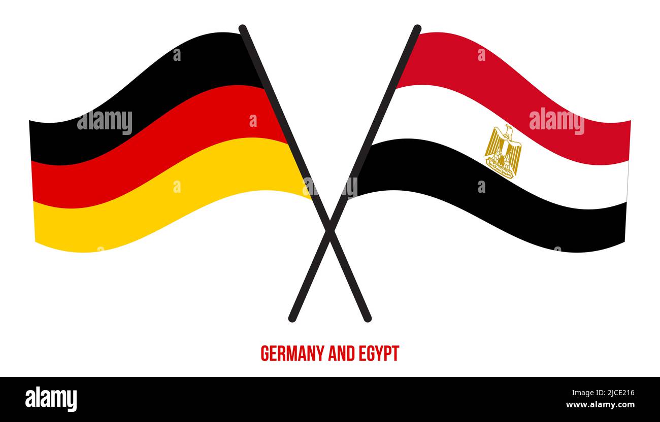 Germany and Egypt Flags Crossed And Waving Flat Style. Official ...