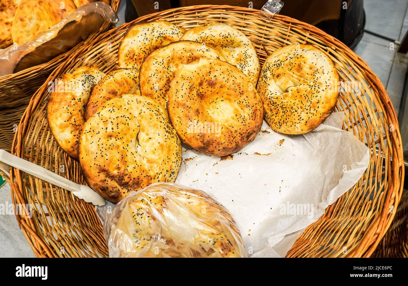 Traditional uzbek flatbread sesame hi-res stock photography and images ...