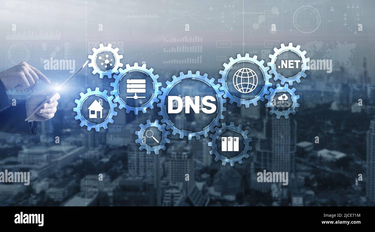 DNS Domain name System server concept. Mixed media Stock Photo - Alamy