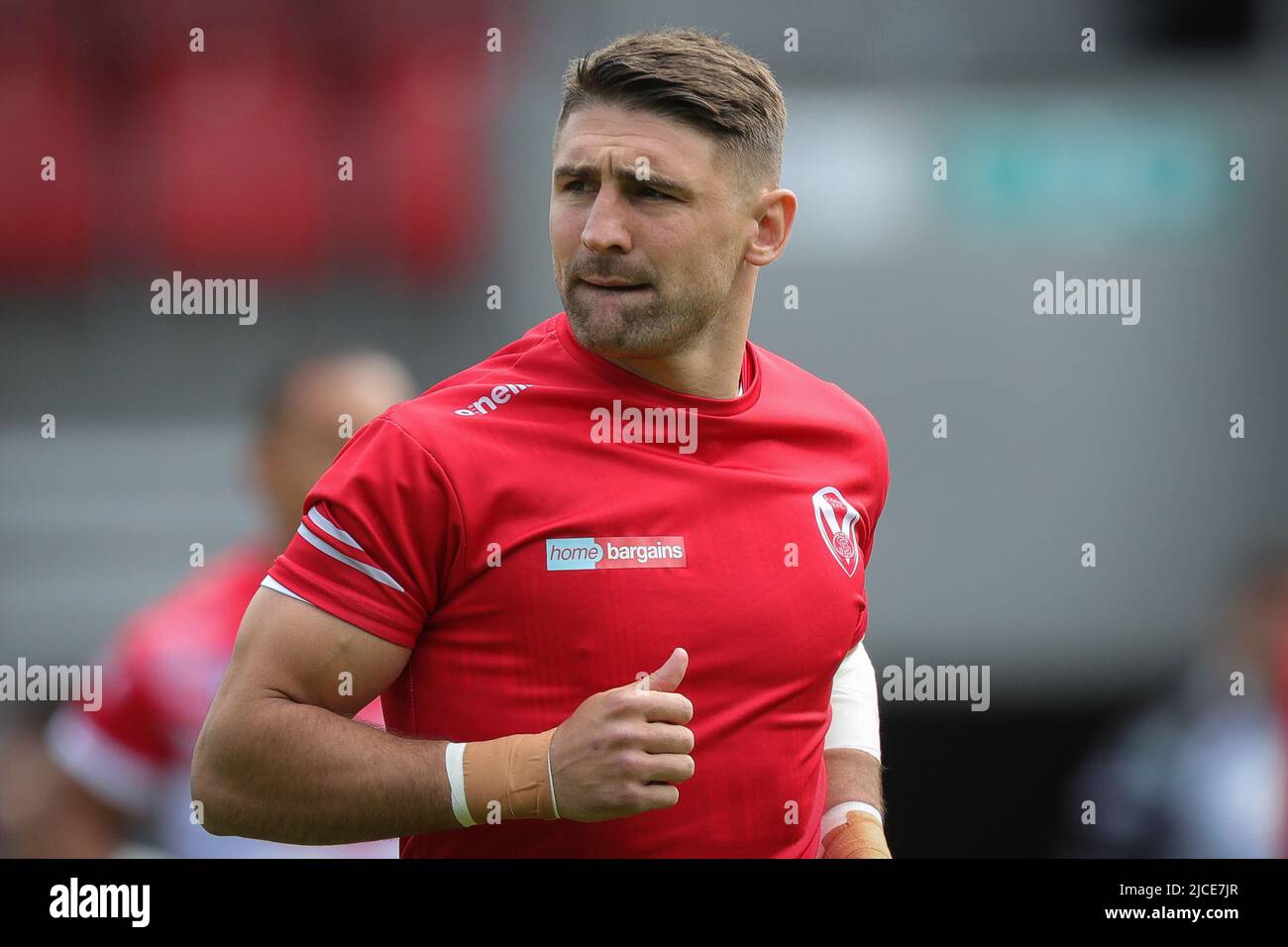 Tommy Makinson #2 of St Helens during the pre match warm up Stock Photo ...