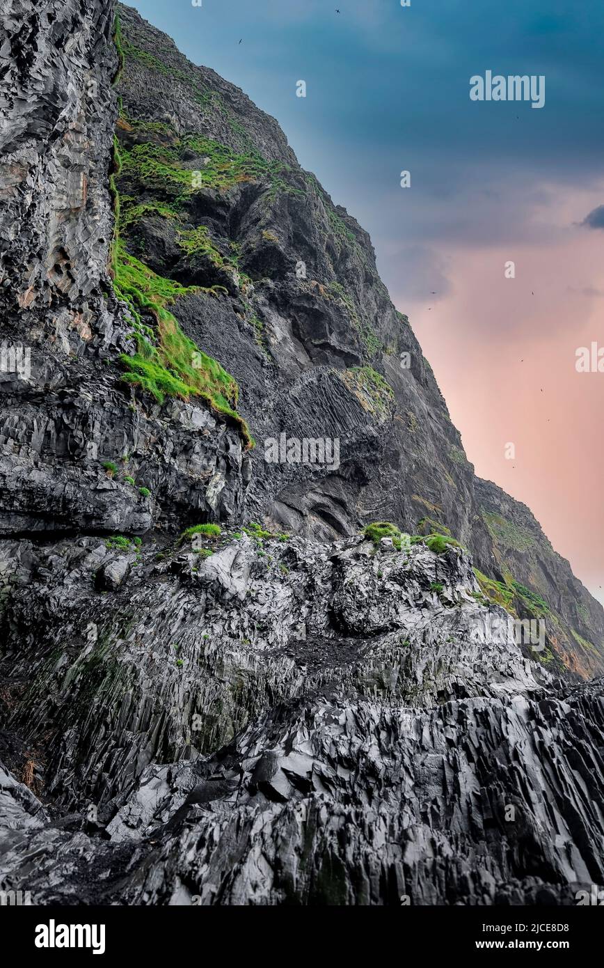 Beautiful view of basalt columns formation on cliff at famous ...