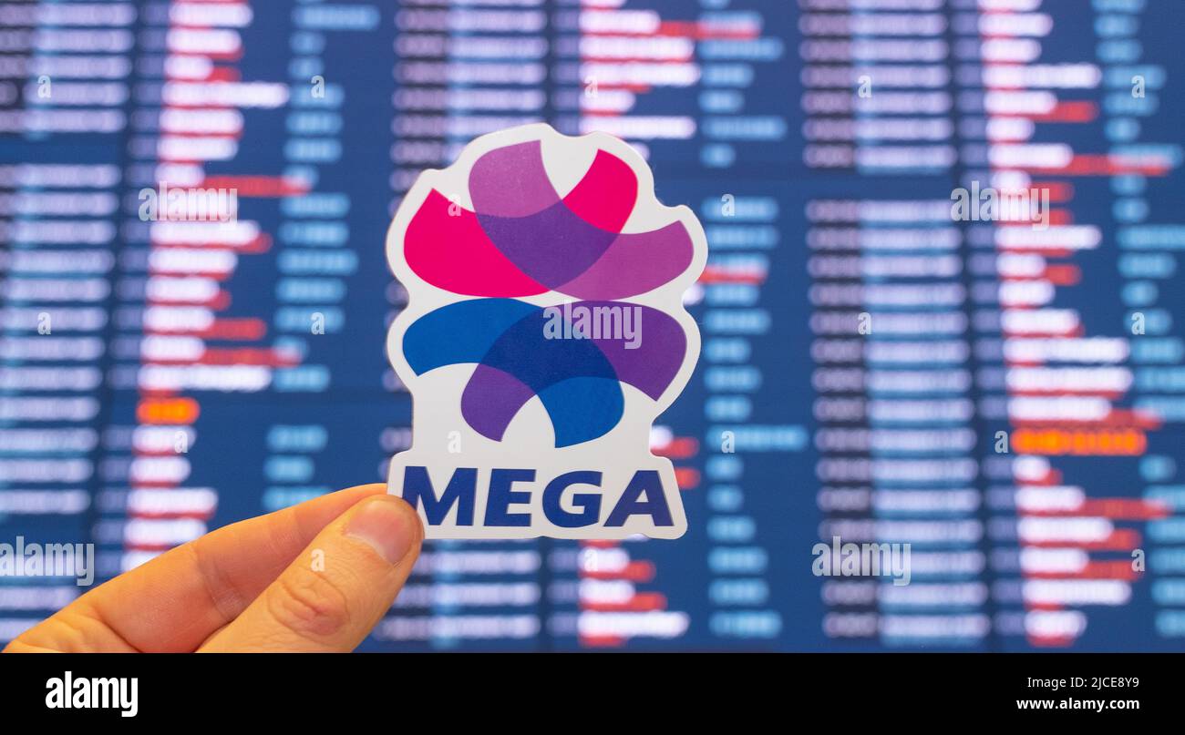 December 11, 2021, Male, Maldives. The emblem of Mega Maldives Airlines ...