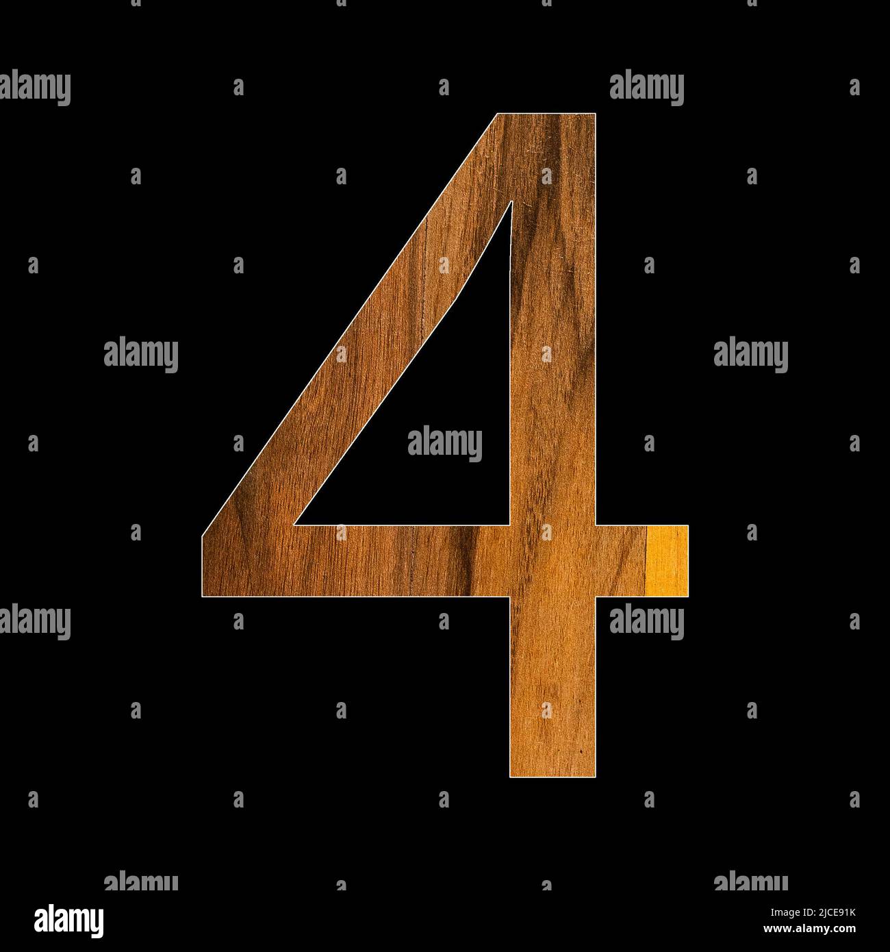 Number four in wood texture - black background Stock Photo - Alamy