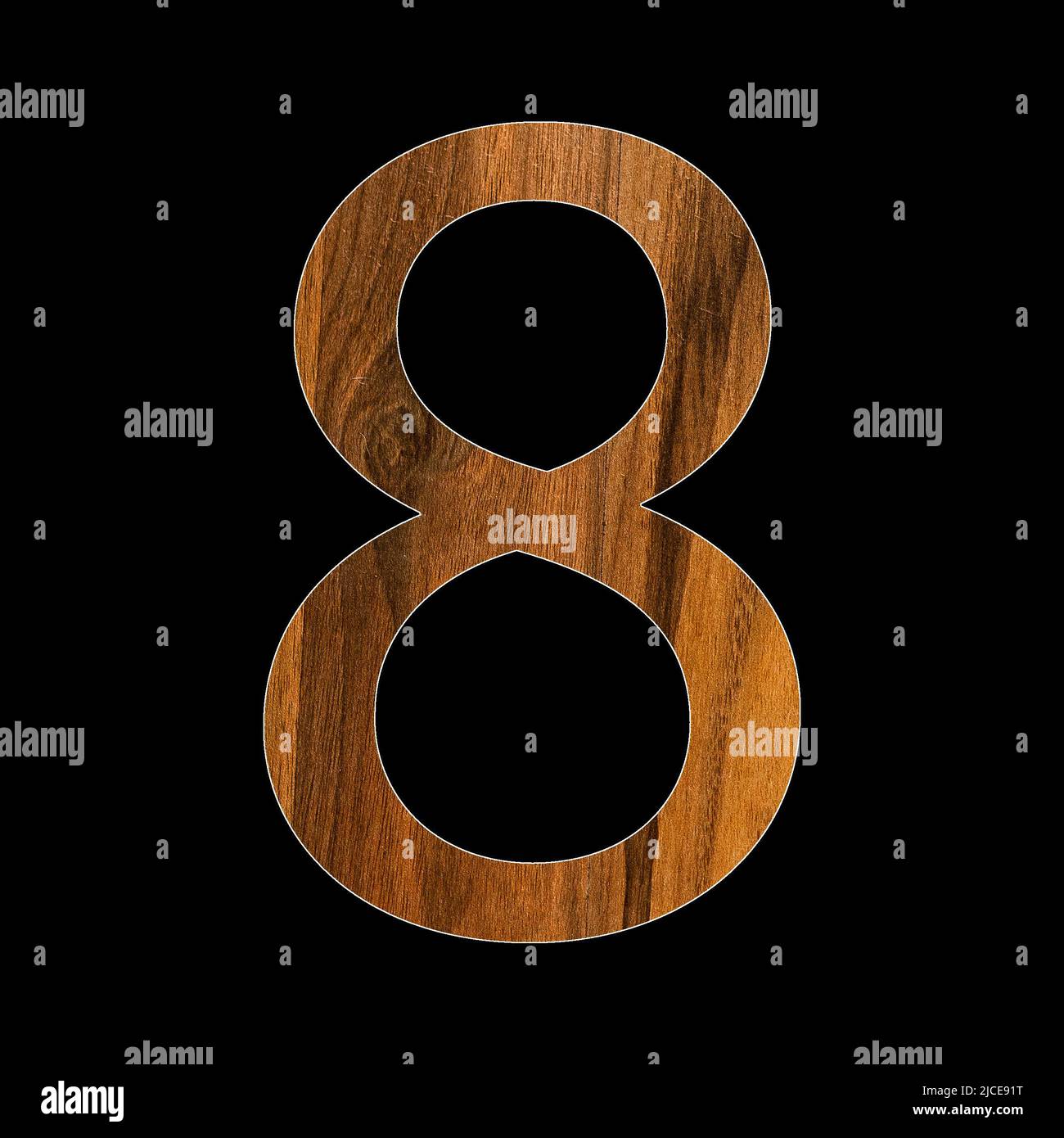 Number eight in wood texture - black background Stock Photo - Alamy