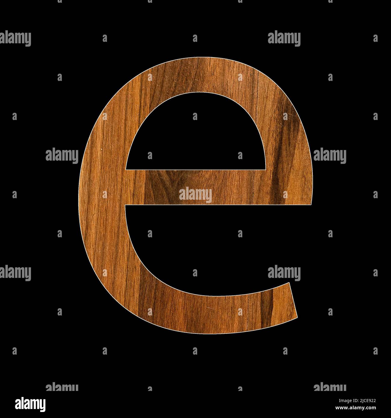 lowercase letter e - wood texture - black background Stock Photo - Alamy