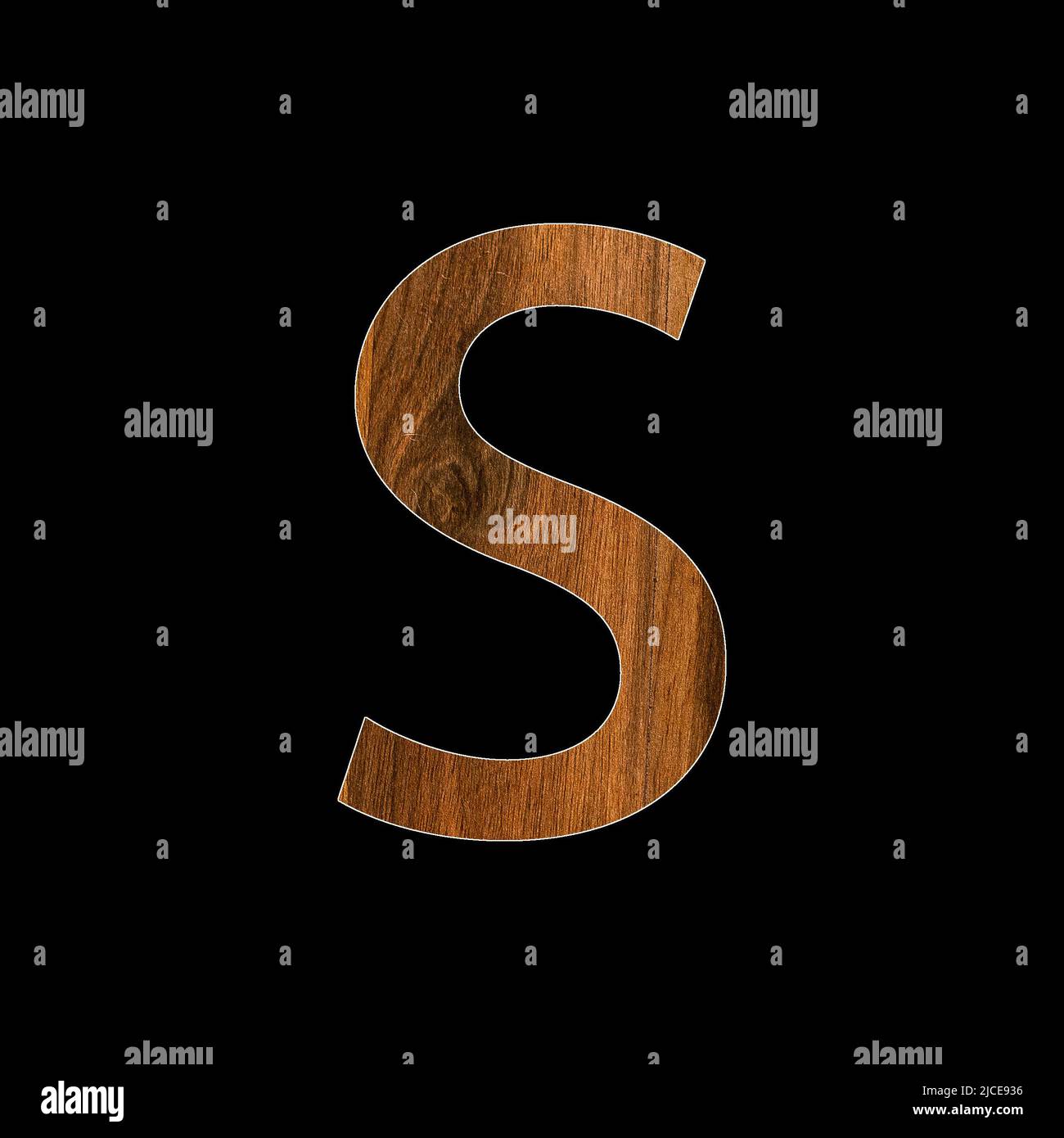lowercase letter s - wood texture - black background Stock Photo - Alamy