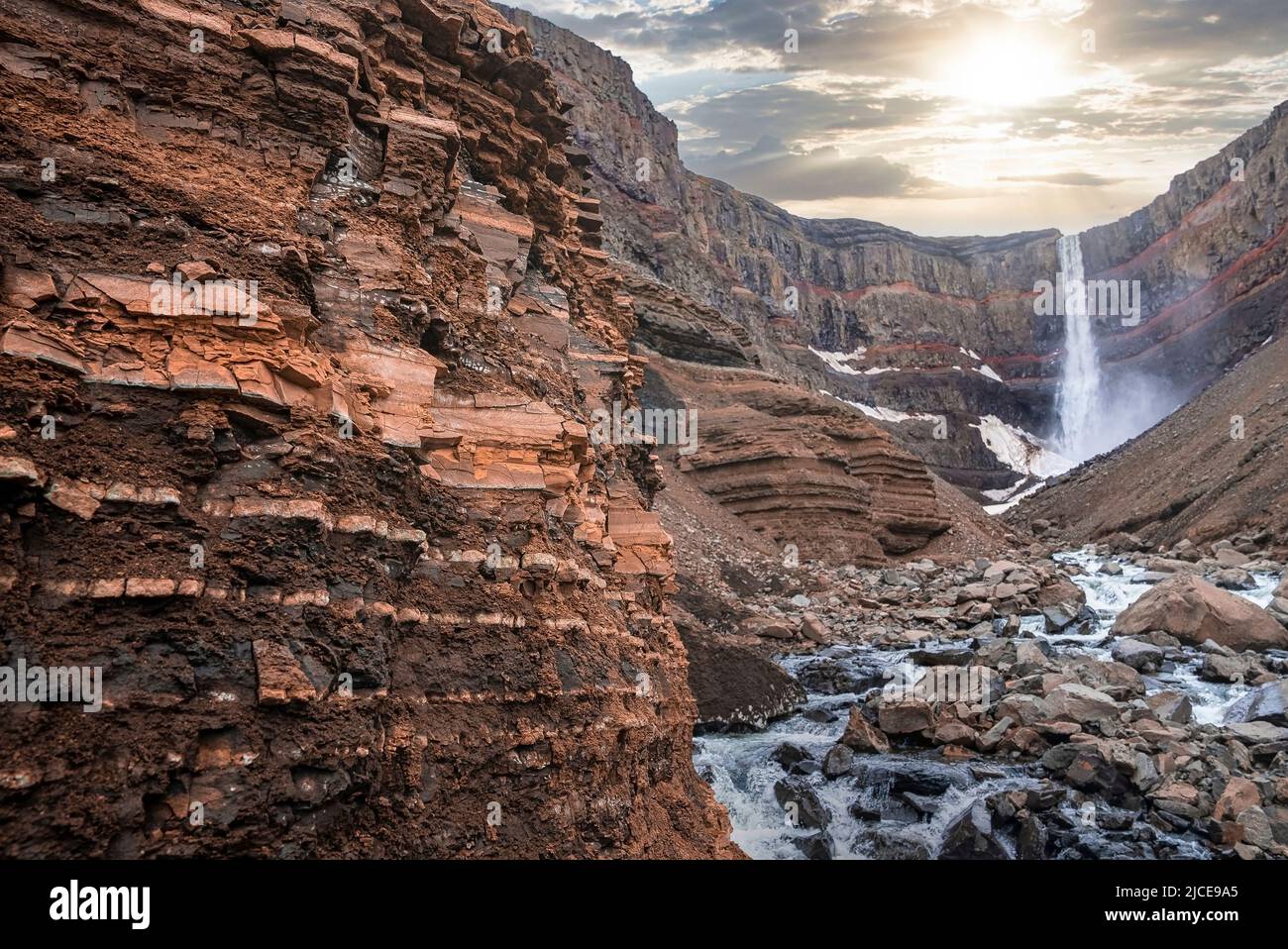 Powerful cascades hengifoss waterfall hi-res stock photography and ...