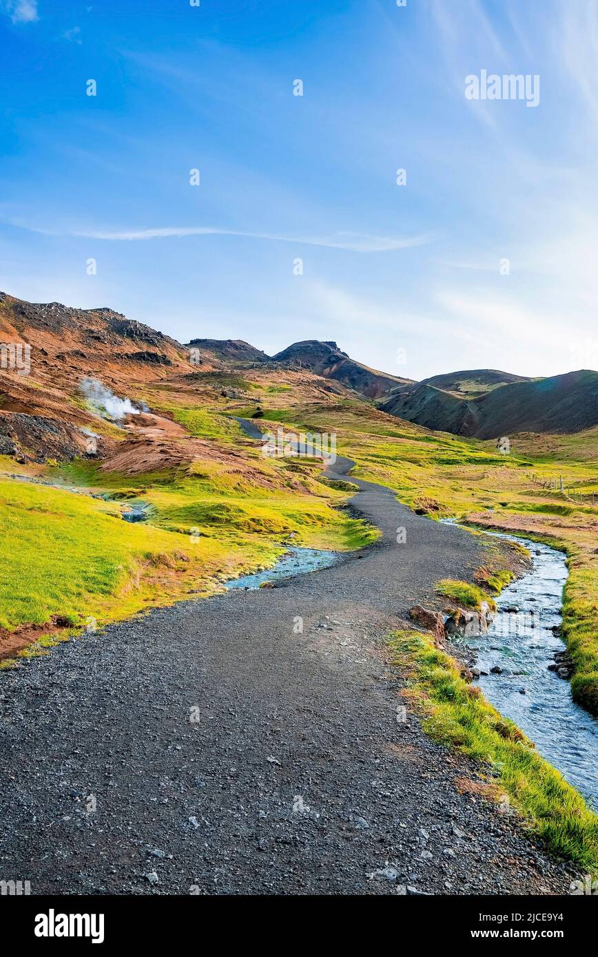 Stream grassy field sky day hi-res stock photography and images - Alamy