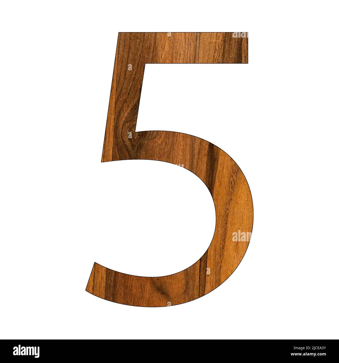 Number five in wood texture - White background Stock Photo - Alamy