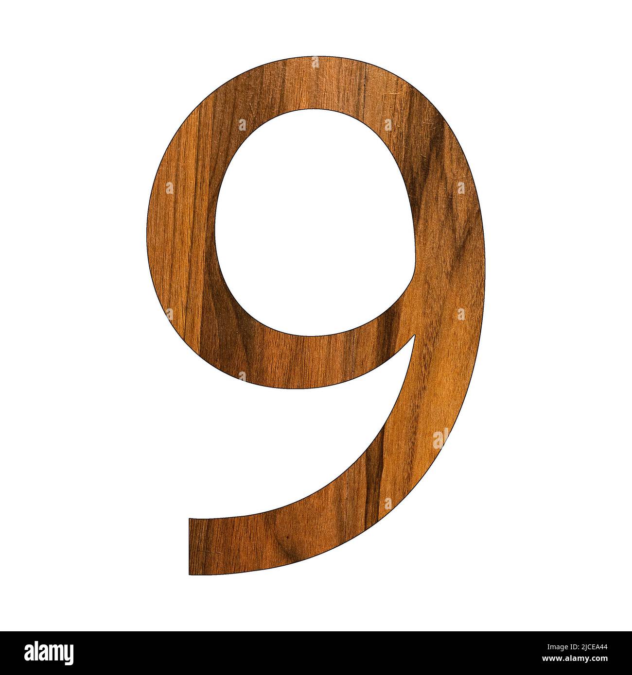 Number nine in wood texture - White background Stock Photo - Alamy