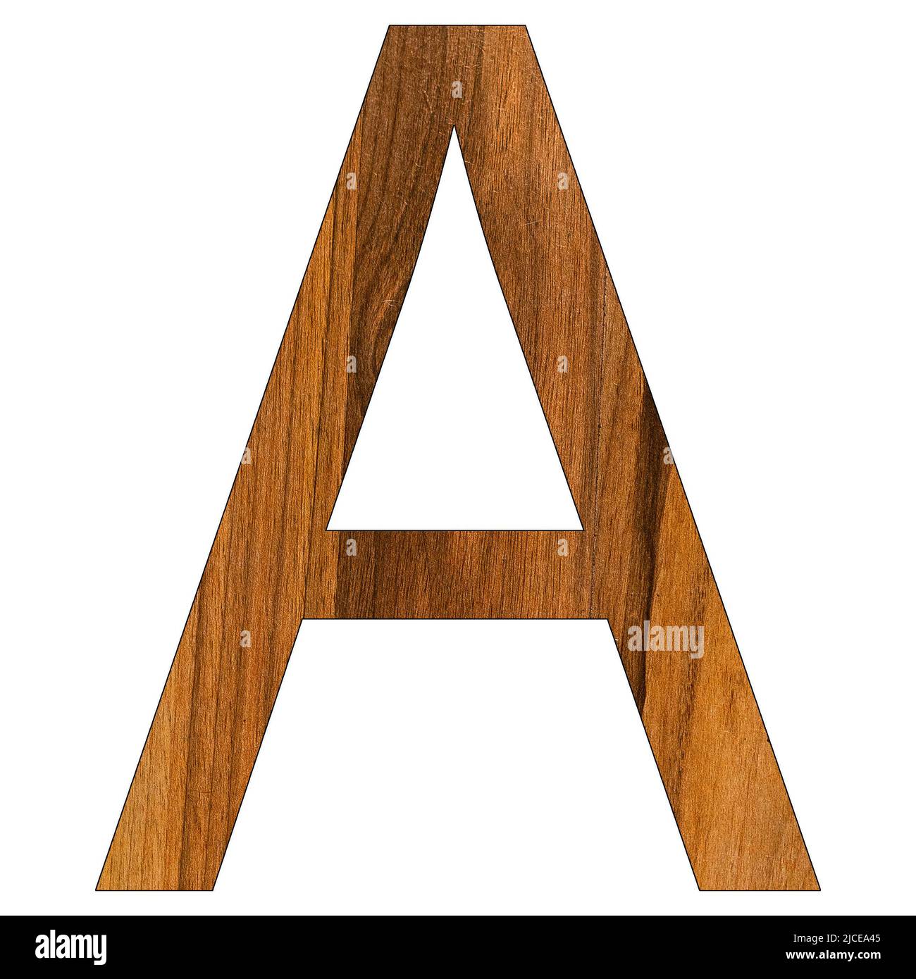 Letter A in wood texture - White background Stock Photo - Alamy