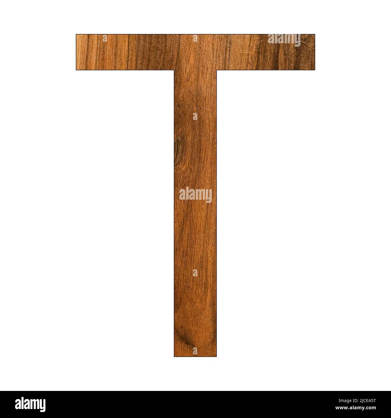 Letter T in wood texture - White background Stock Photo - Alamy