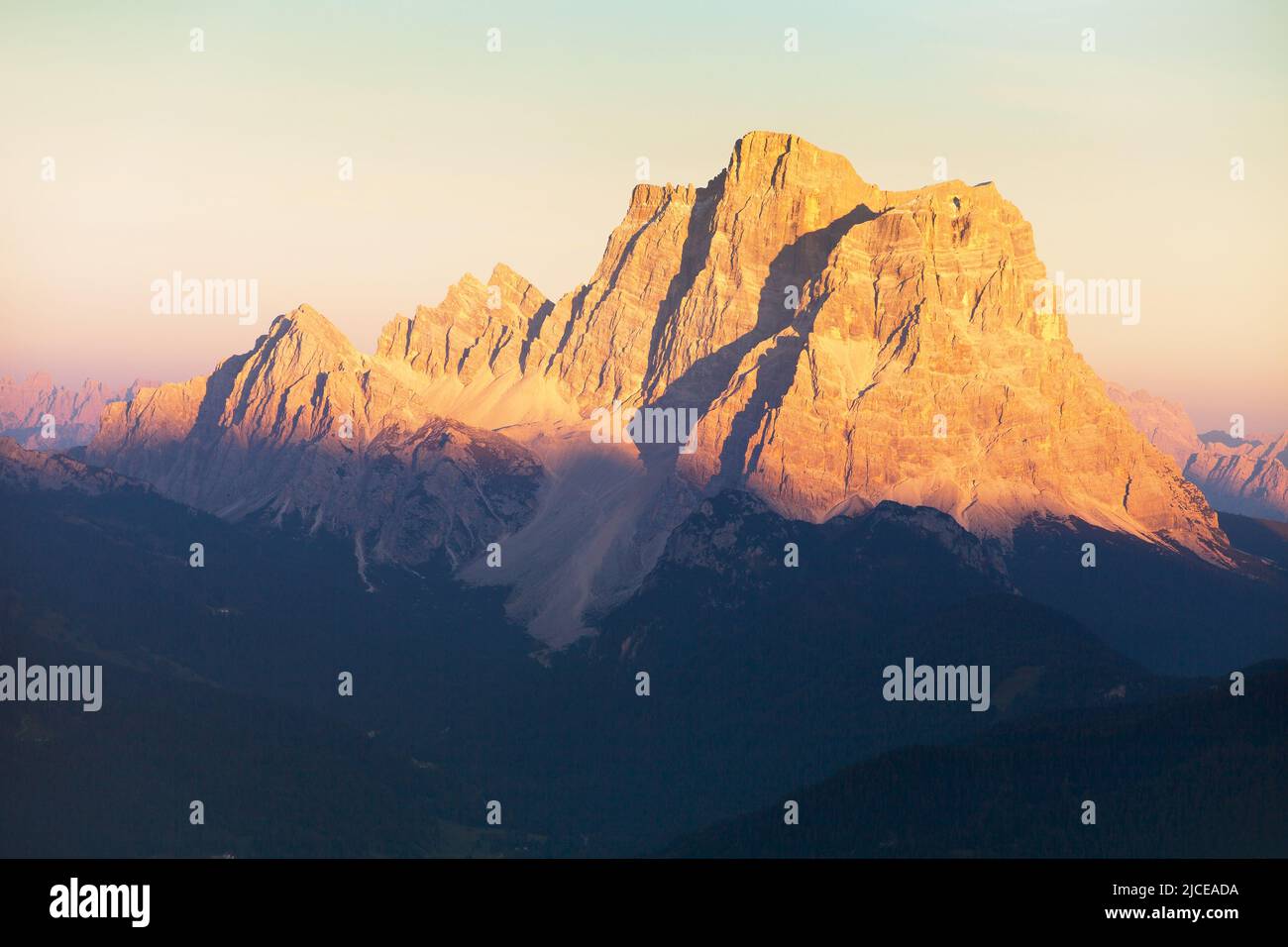 Evening view of mount Pelmo, South Tirol, Alps Dolomites mountains ...
