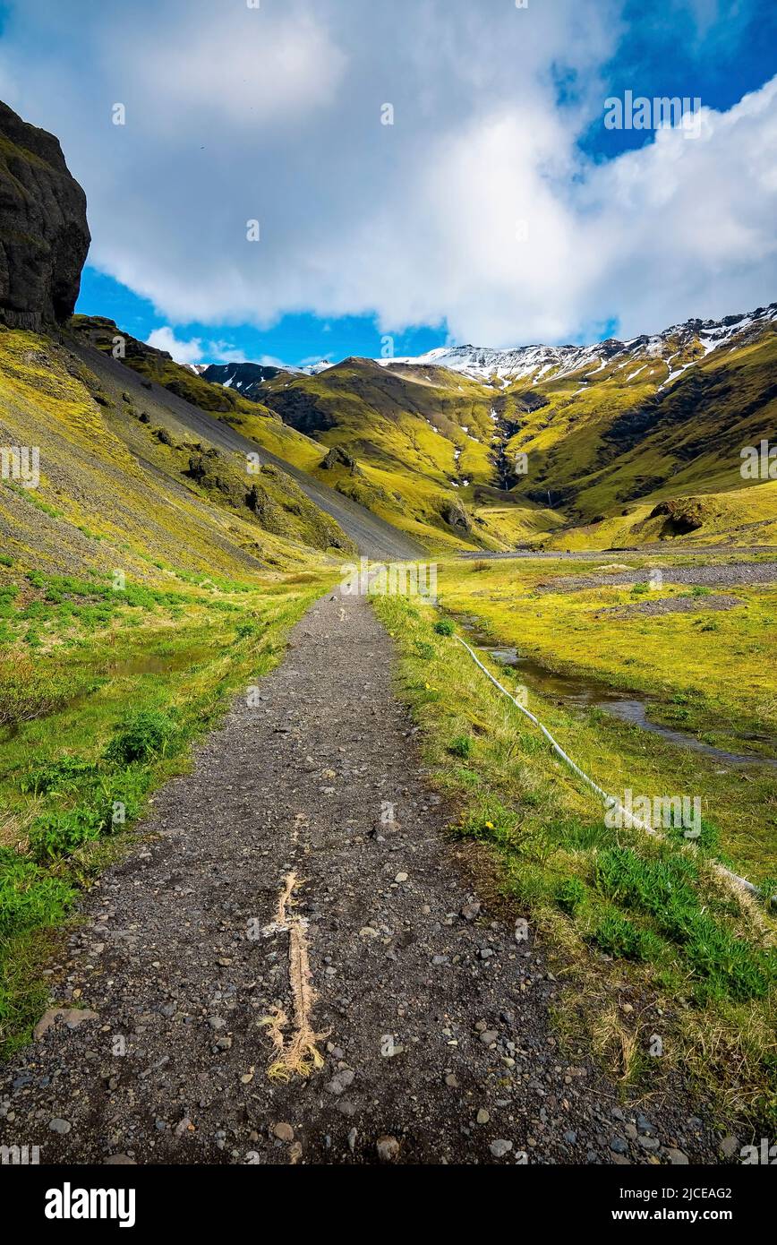 Pathway amidst green volcanic hi-res stock photography and images - Alamy