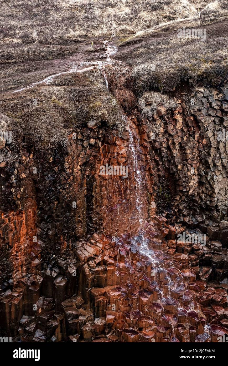 Extreme waterfall over basalt columns hi-res stock photography and ...