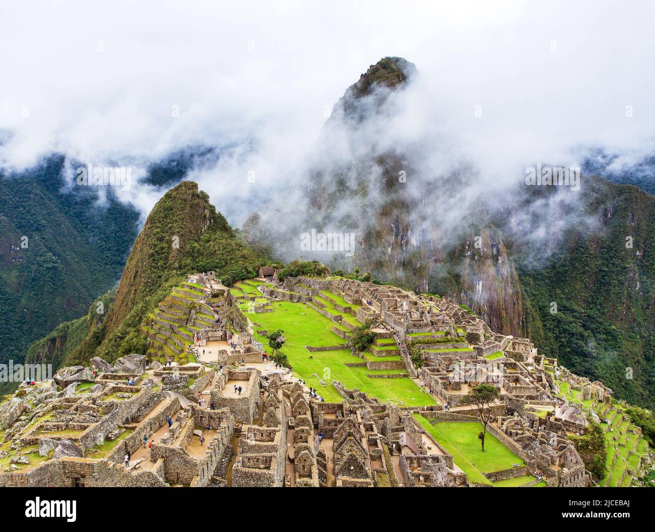Machu Picchu, panoramic view of peruvian incan town, unesco world ...