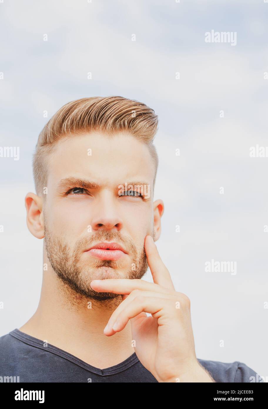 Solution of problem. Thinking man. Man disposes of problem ...