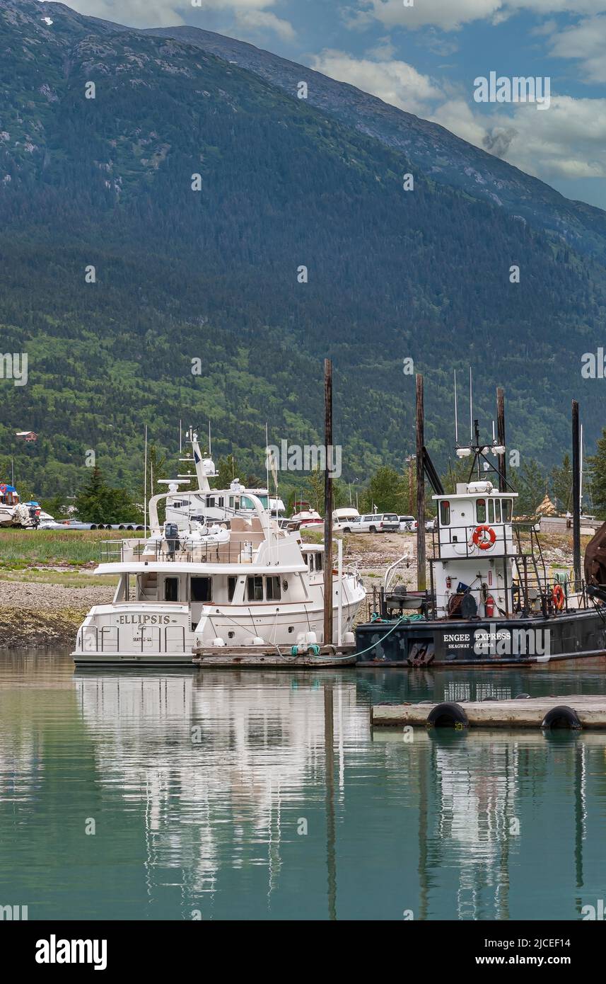 Skagway, Alaska, USA - July 20, 2011: Taiya Inlet above Chilkoot Inlet ...