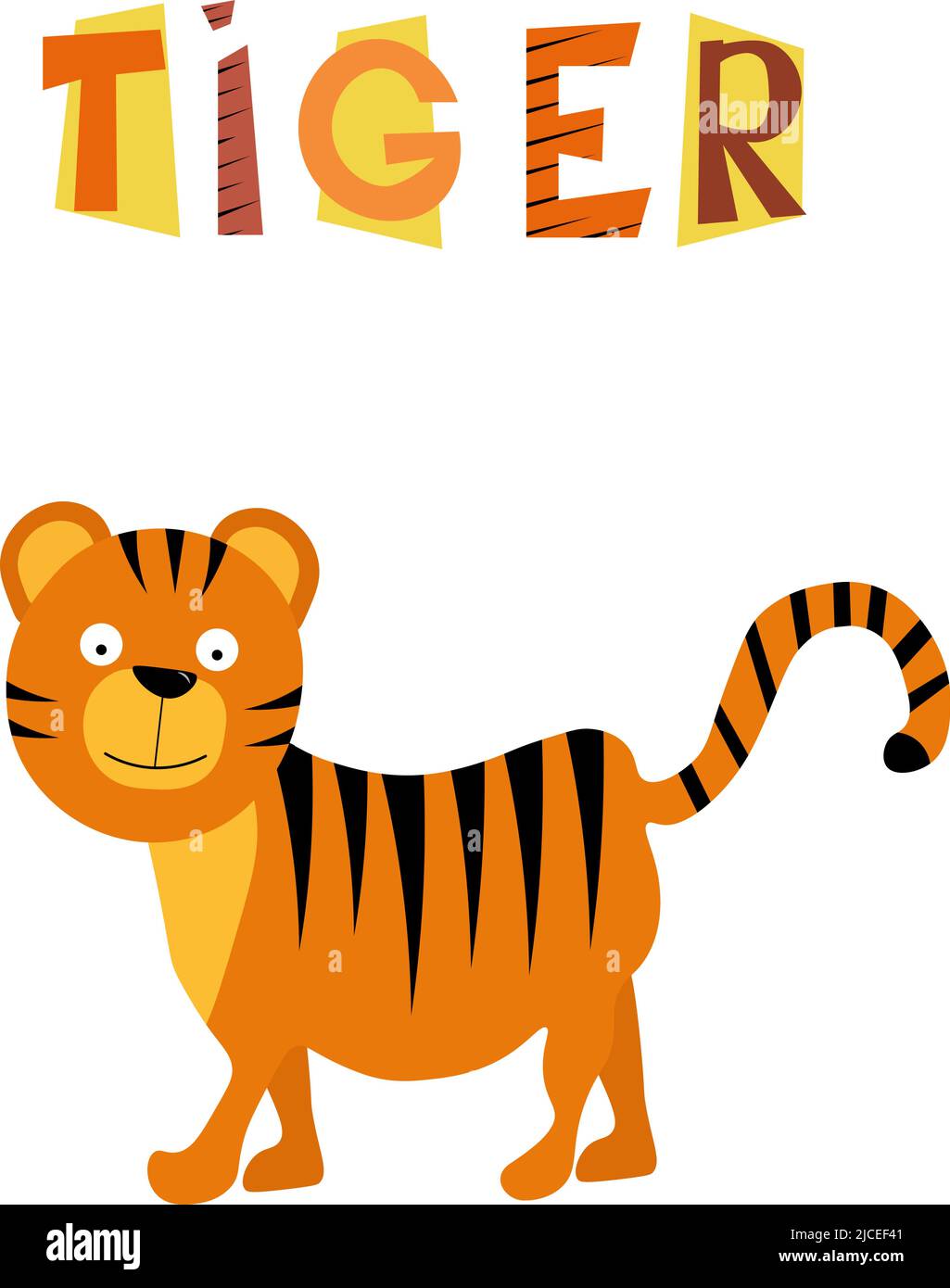 Cartoon tiger print. Card template with lettering Stock Vector Image ...