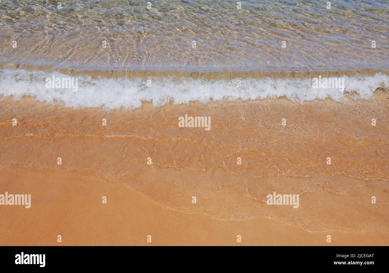 Calm sea beach background. Summer tropical beach with sand. Ocean water ...