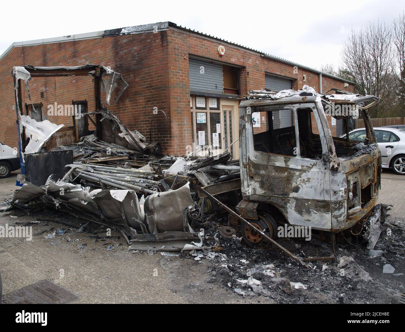 Burnt out vehicle in Netley Abbey, Southampton, Hampshire, UK Stock ...