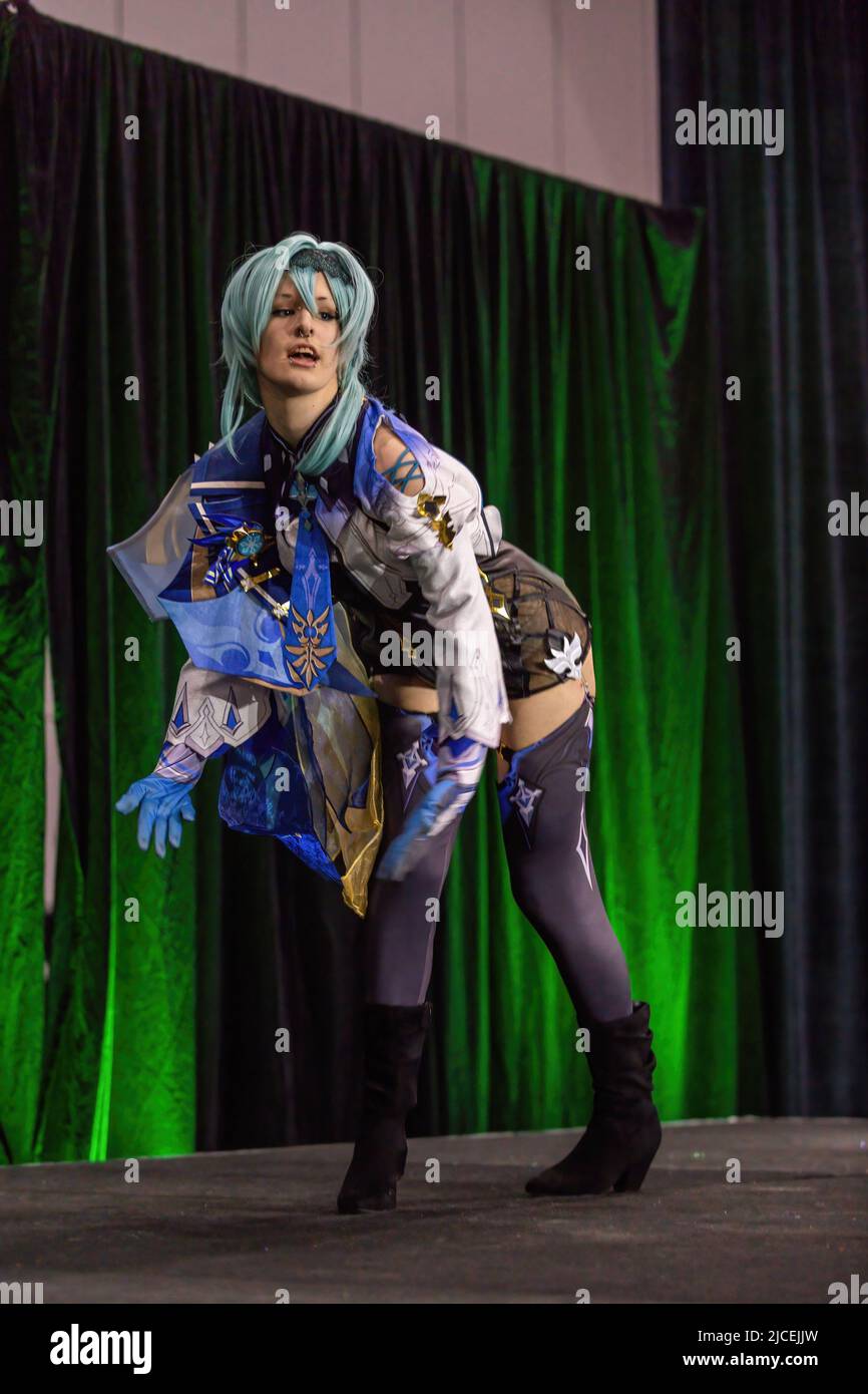 Melbourne, Australia. 12th June, 2022. A cosplayer takes part in a ...