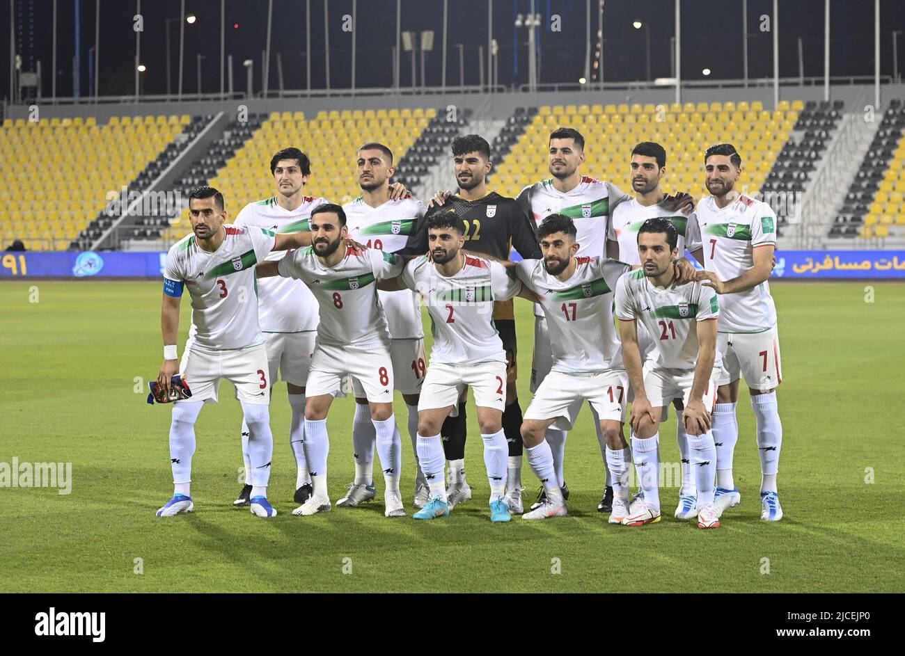 Doha, Qatar. 12th June, 2022. Iran's players pose for a group photo ...
